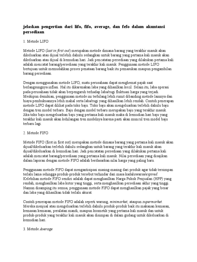 Pengertian Metode LIFO dalam Akuntansi | PDF | Bisnis