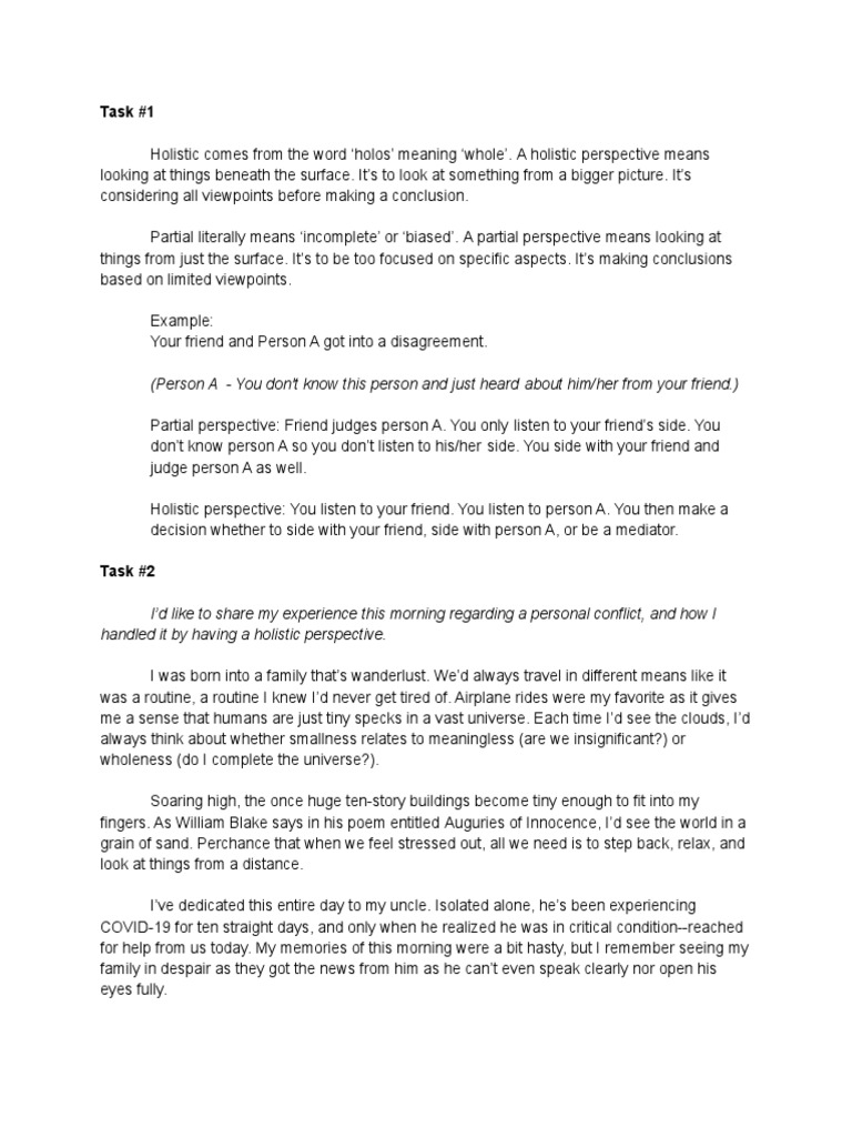 Task #1: (Person A - You Don't Know This Person and Just Heard About ...