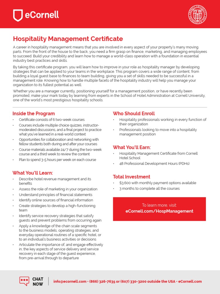 Hospitality Management Certificate: Inside The Program Who Should ...