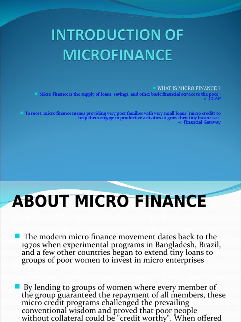 Introduction of Microfinance | PDF | Microfinance | Interest
