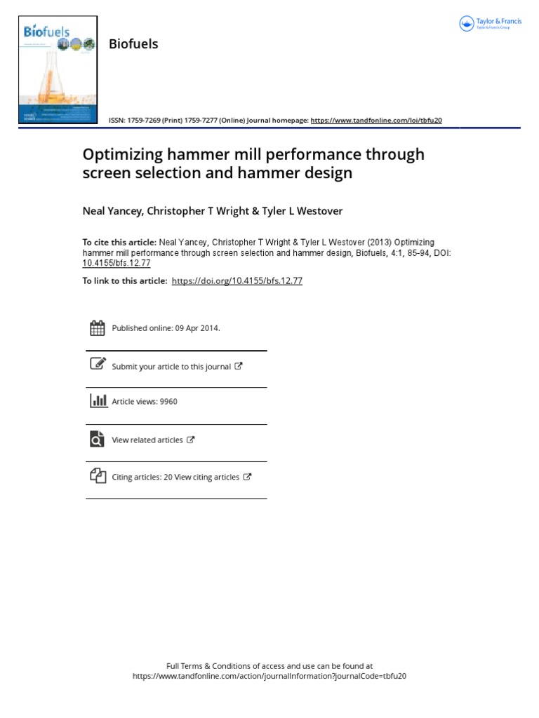 Optimizing Hammer Mill Performance Through Screen Selection and Hammer ...