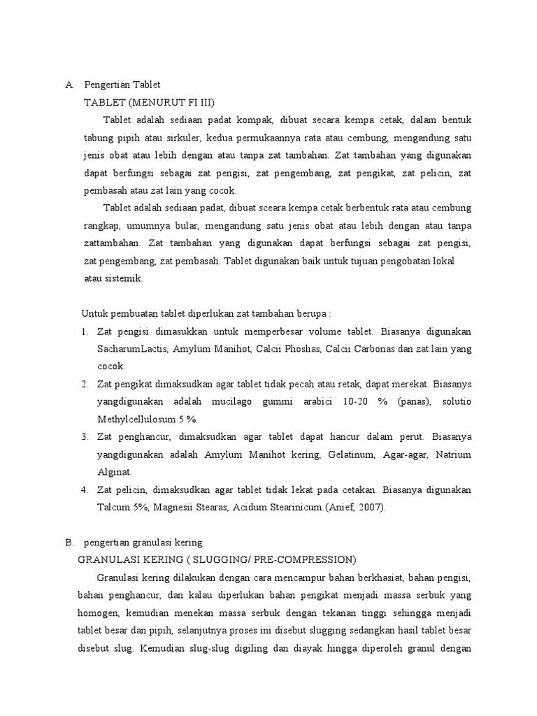 Proses Granulasi Kering Tablet Slugging | PDF | Kesehatan Holistik