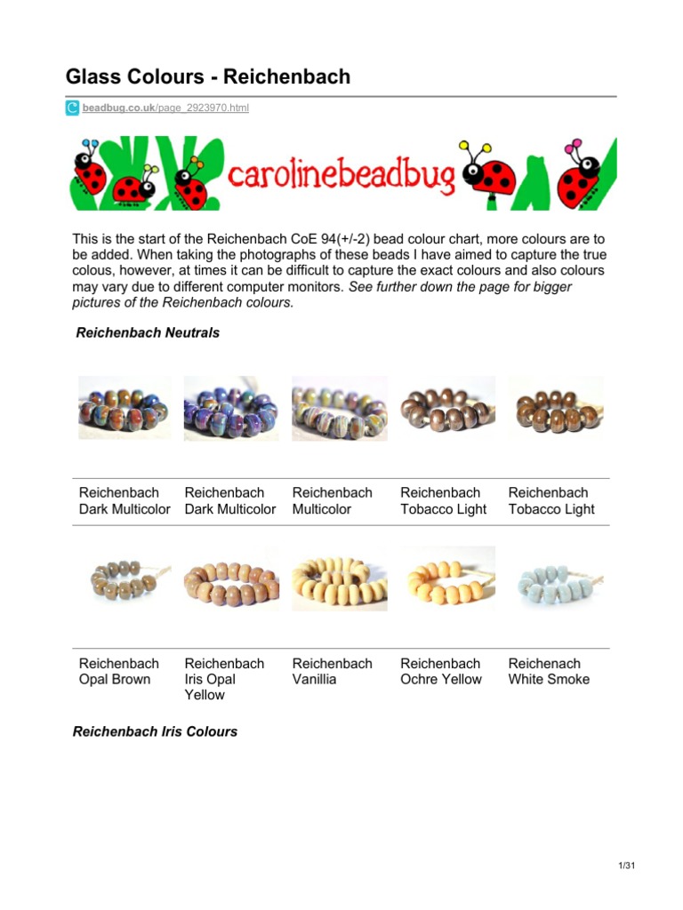 Beadbug - Co.uk-Glass Colours - Reichenbach | PDF | Blue | Color