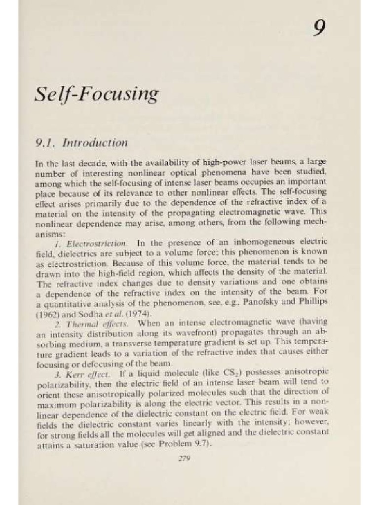 Self-Focusing of Laser Beam | PDF