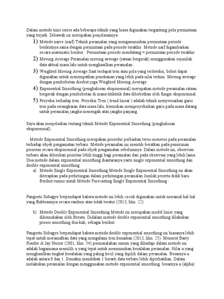 Dalam Metode Time Series Ada Beberapa Teknik Yang Biasa Digunakan ...