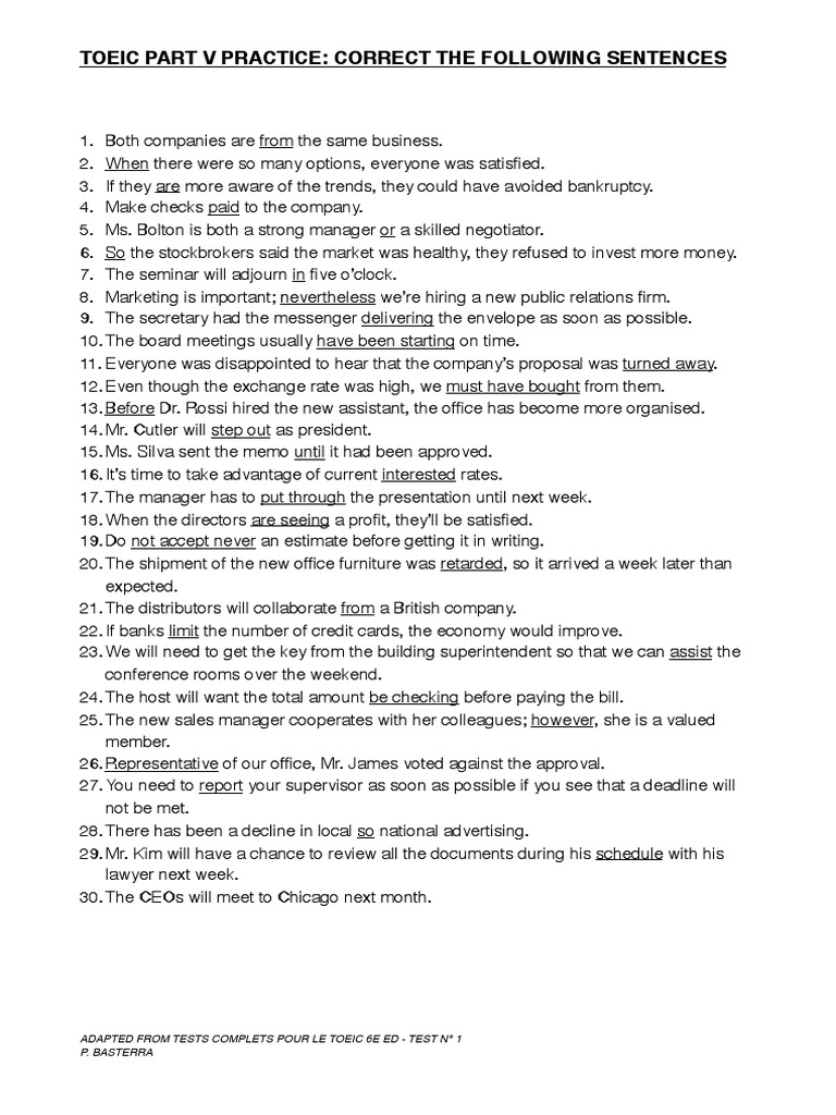 TOEIC Part V Practice - TESTS COMPLETS 1 | PDF | Business | Law