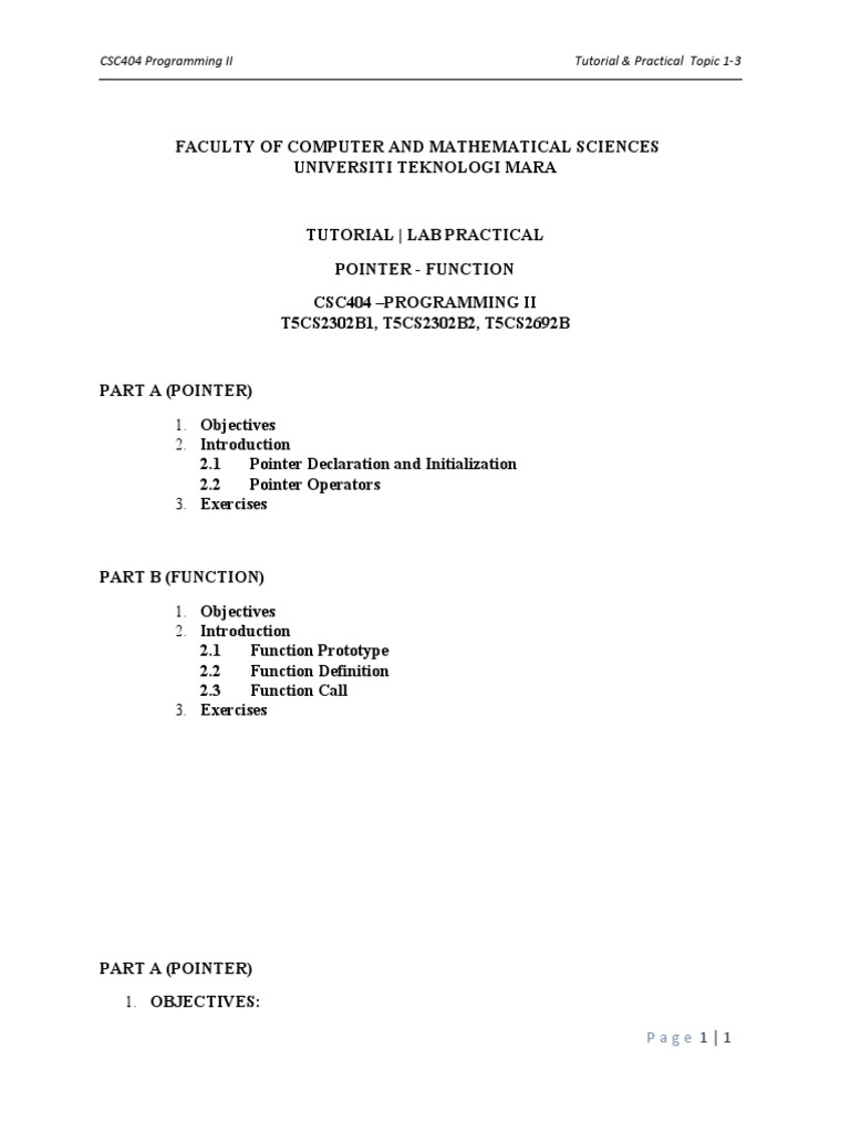 CSC404 TP3 | PDF | Pointer (Computer Programming) | Parameter (Computer Programming)