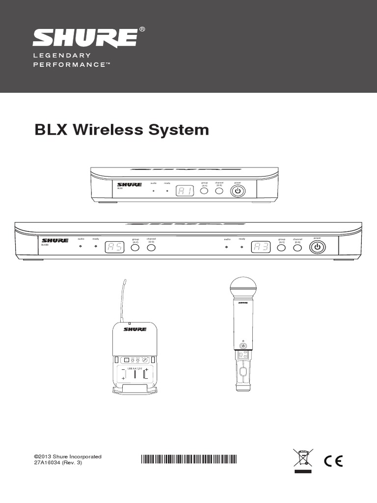 Blx Wireless System 2013 Shure Incorporated 27a16034 Rev 3 Pdf