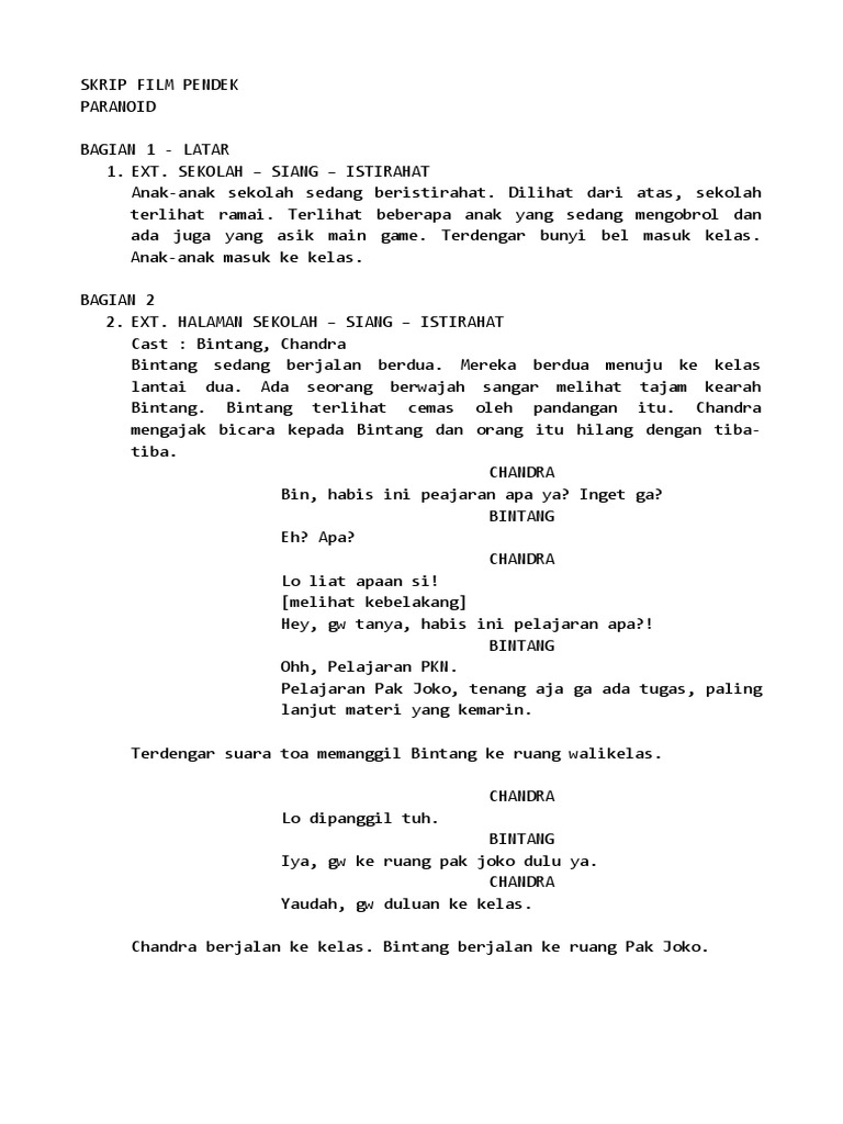 (Draft 1) Skrip Film Pendek | PDF