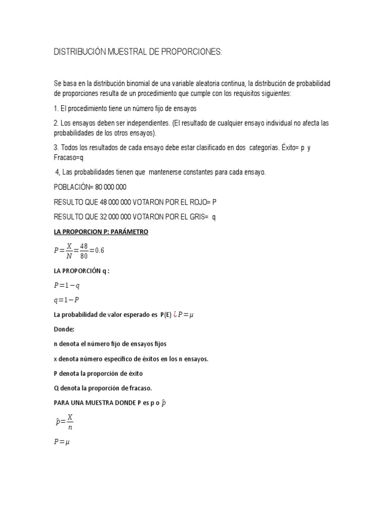 A Distribución Muestral de Proporciones | PDF | Distribución normal | Probabilidad