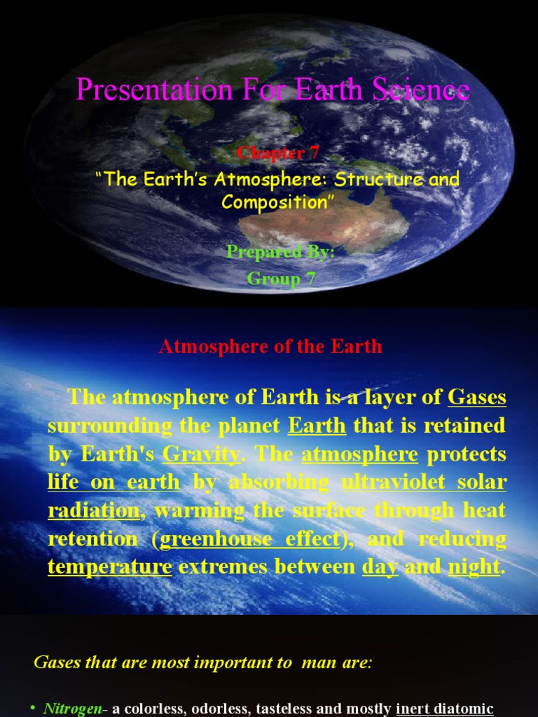 Presentation For Earth Science: "The Earth's Atmosphere: Structure and ...