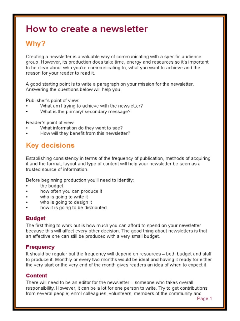 How To Create A Newsletter | PDF | Proofreading | Page Layout