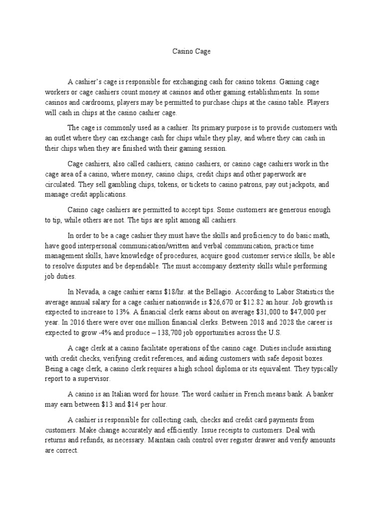 Casino Cage Cashier Duties | PDF | Identity Document | Money Laundering