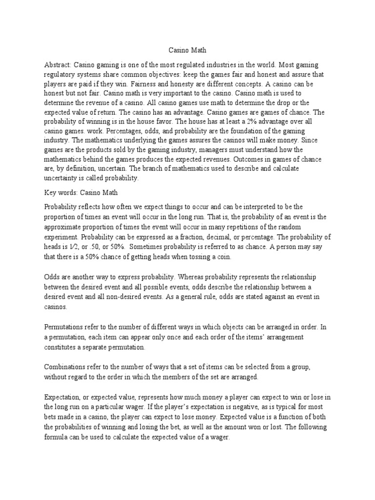 Casino Math | PDF | Probability Theory | Probability Distribution