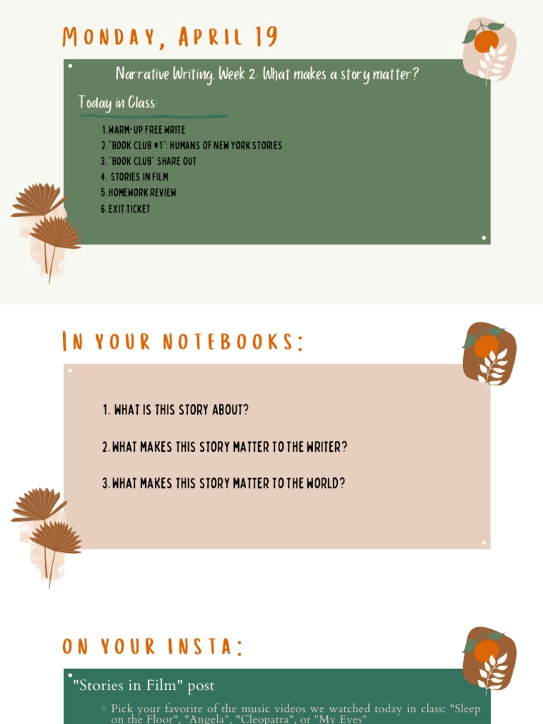 Narrative Writing Day 2 | PDF | Social Science | Art