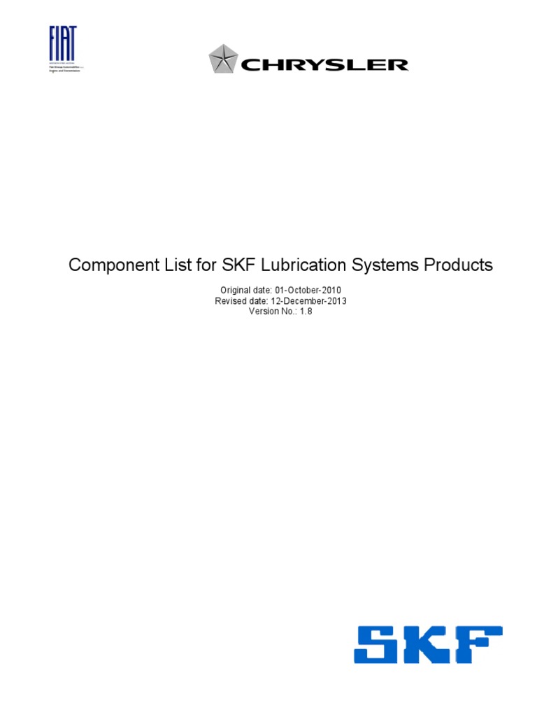 Component List For SKF Lubrication Systems Products | PDF