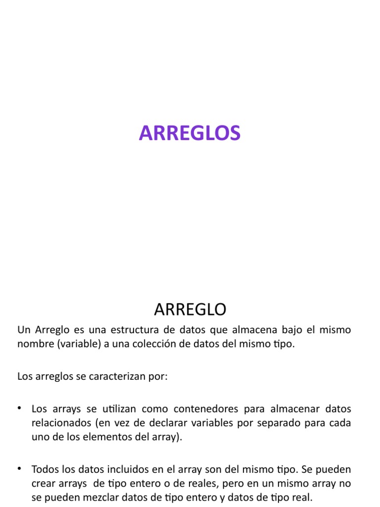 ARREGLOS | PDF | Estructura de datos de matriz | Gestión de tecnología ...