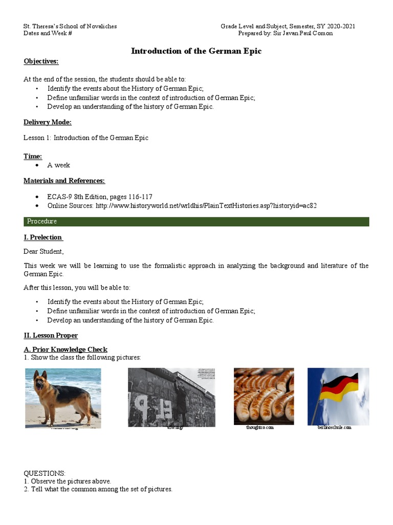 Introduction to German Epic Literature | PDF | Teaching | Communication