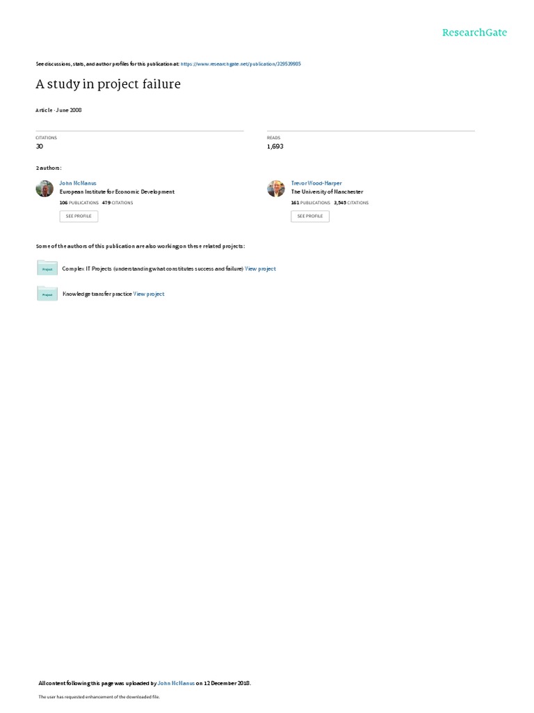 Information Systems Project Failure | PDF | Project Management | Software Development