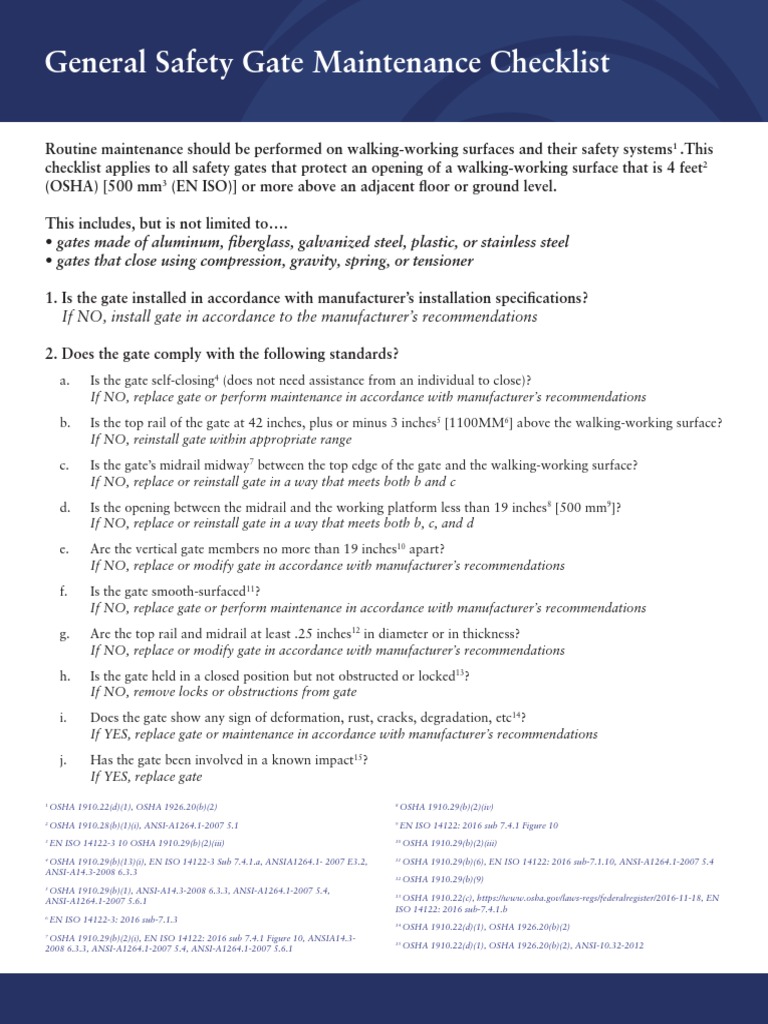 Industrial Safety Gate Maintenance Checklist | PDF | Economic Sectors ...
