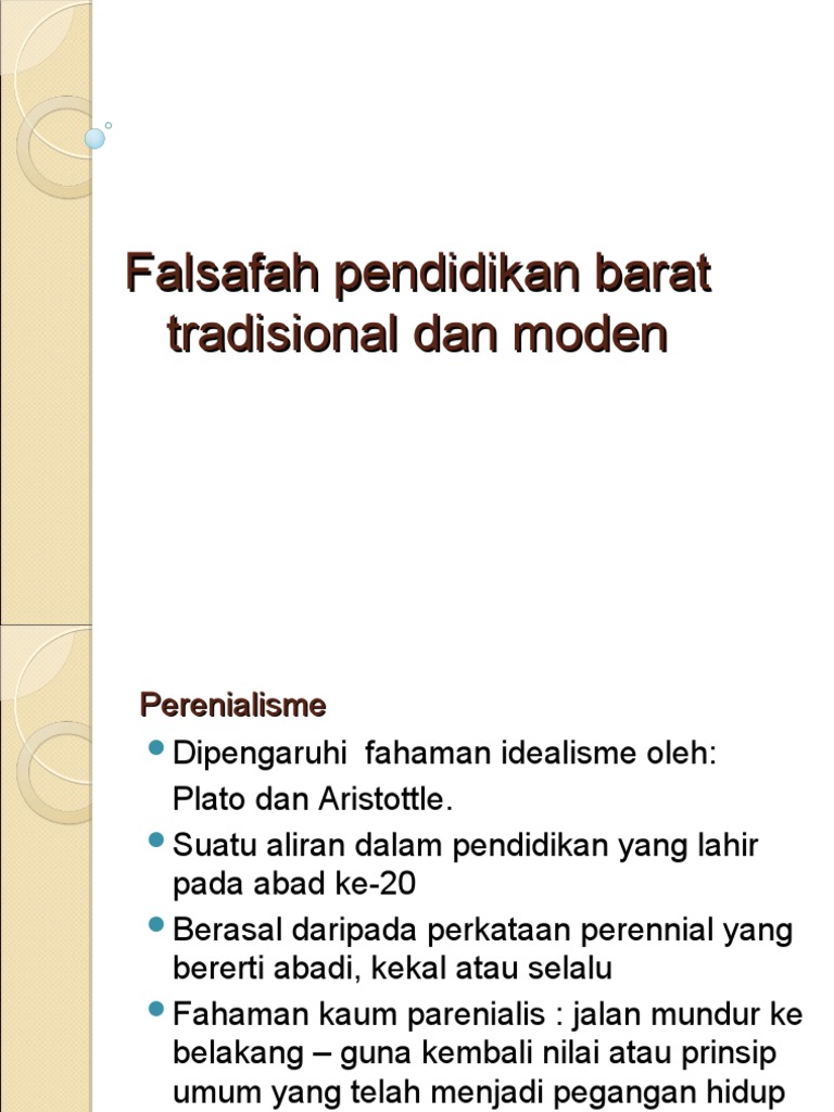 Falsafah Pendidikan Barat Tradisional Dan Moden | PDF