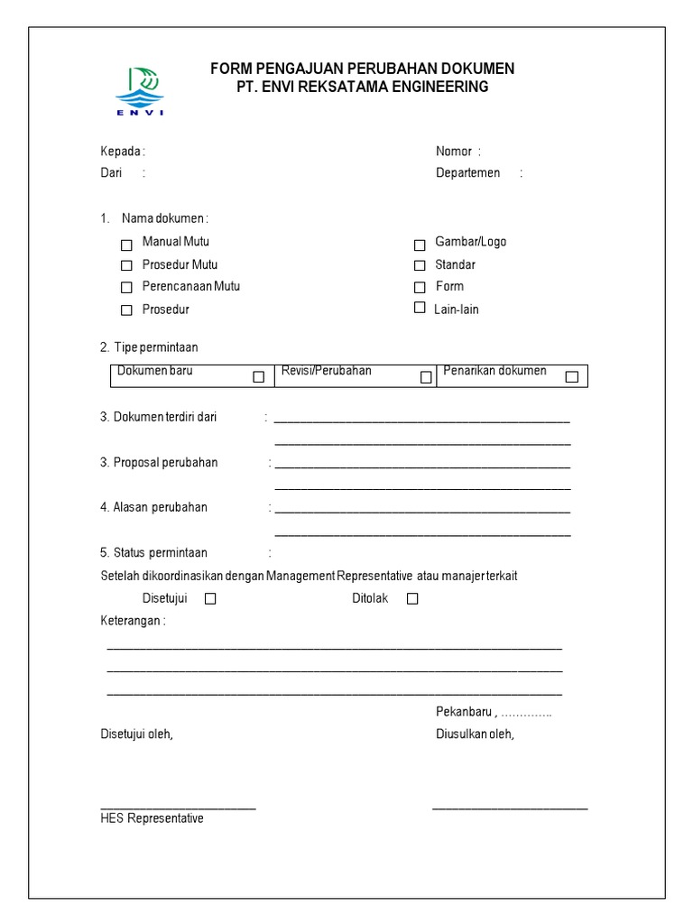 F-ERE-P-HES-001-S1 Form Perubahan Dokumen | PDF | Bisnis | Pengelolaan ...