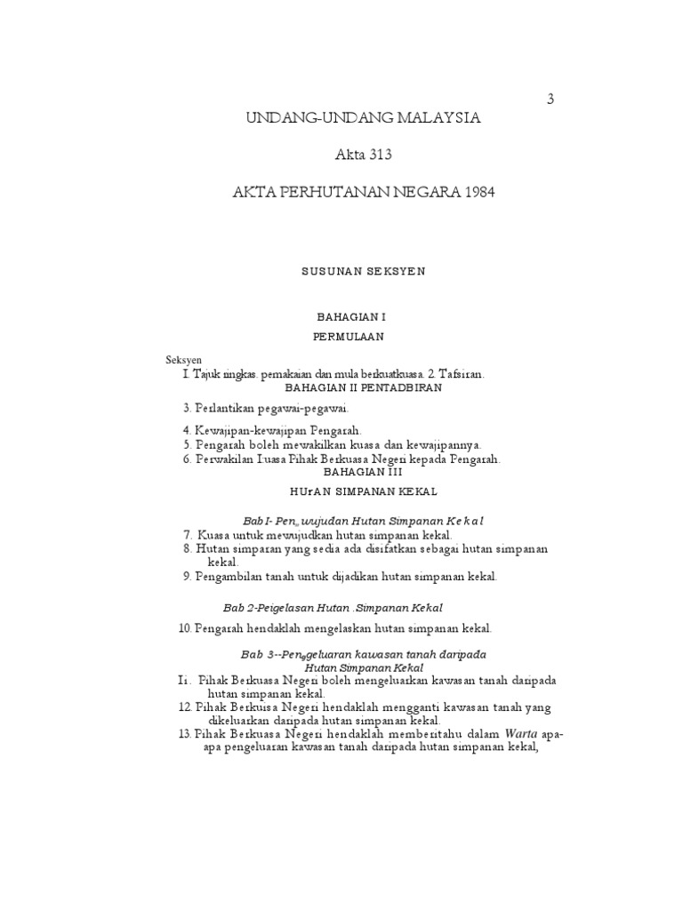 Akta Perhutanan Negara 1984 | PDF