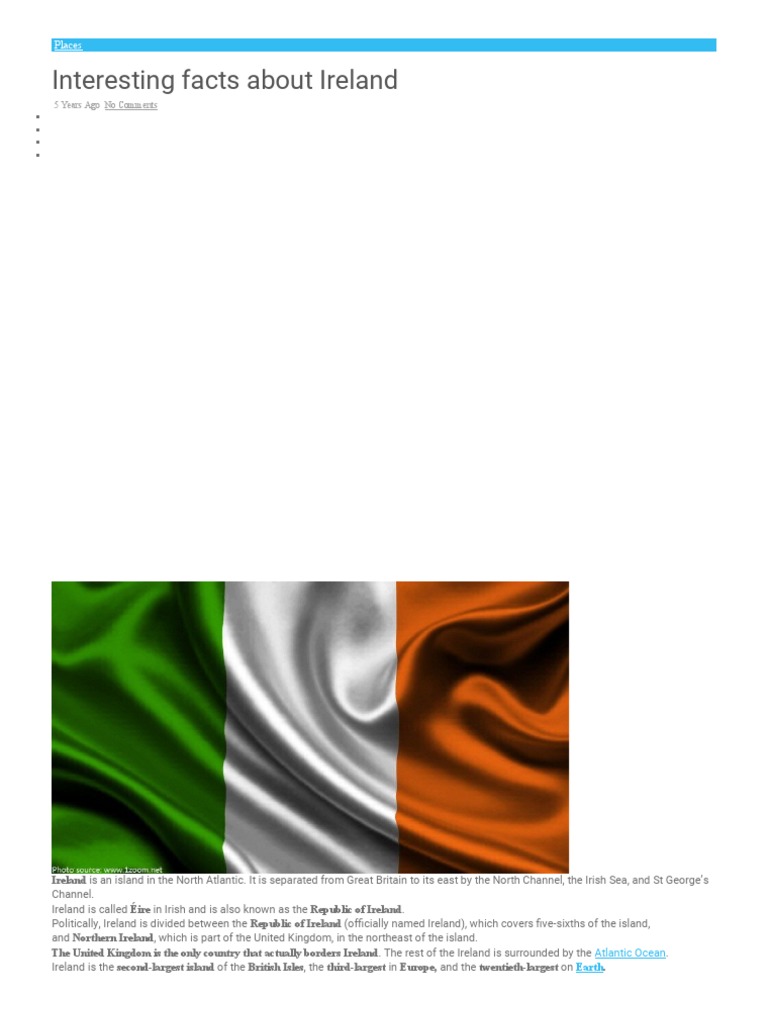 Interesting Facts About Ireeland | PDF | Ireland | Republic Of Ireland