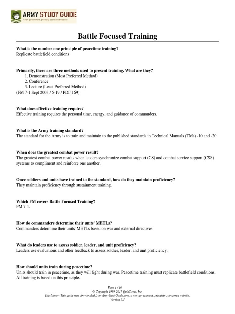 Army Study Guide PT 10 | PDF