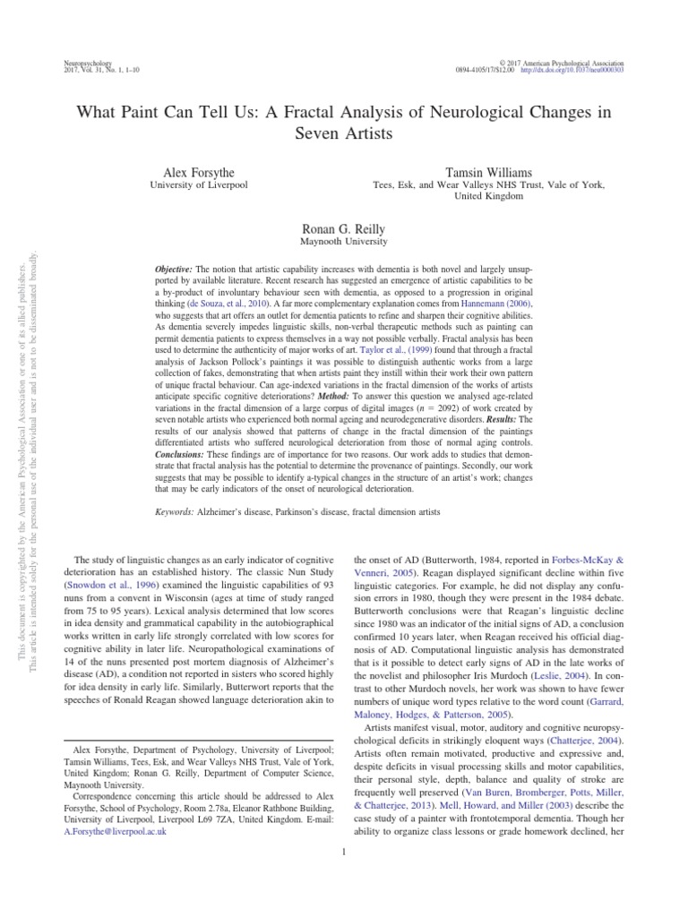 Fractal Analysis Paintings Neuro Condition | PDF | Dementia | Fractal