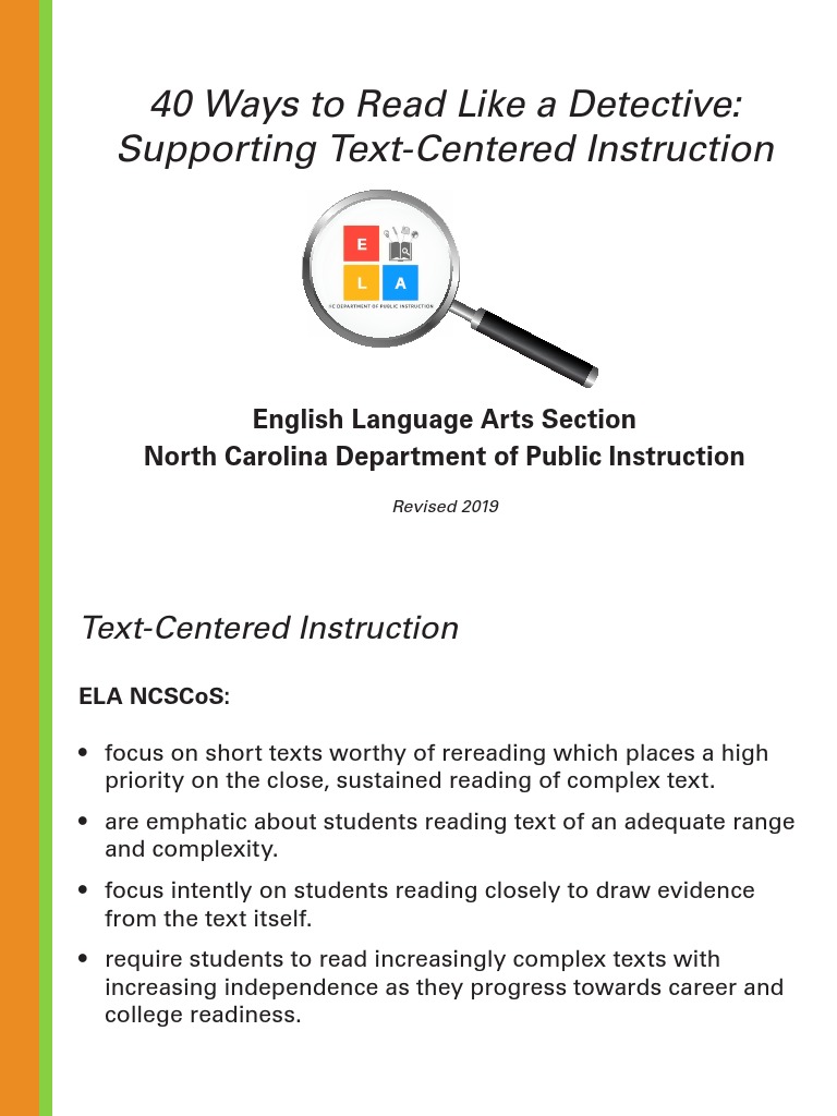 Read Like a Detective: 40 Strategies | PDF | Reading Comprehension ...