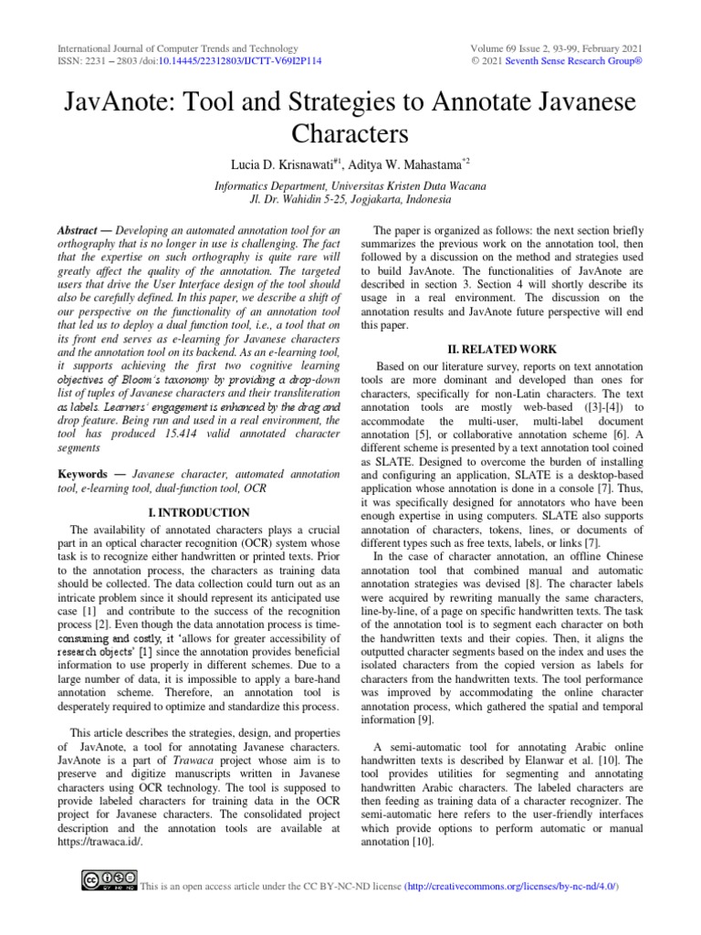 Javanote: Tool and Strategies To Annotate Javanese Characters | PDF ...