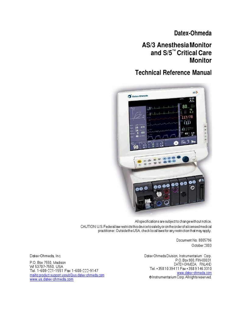 Datex Ohmeda Modelo As-3 | PDF | Computer Monitor | Electrostatic Discharge