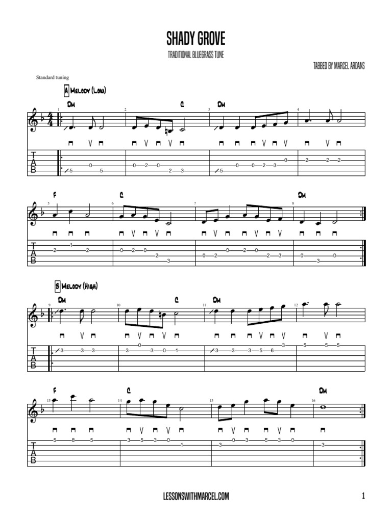 Shady Grove Beg Sheet Music and Tab | PDF | Performing Arts | Popular Music