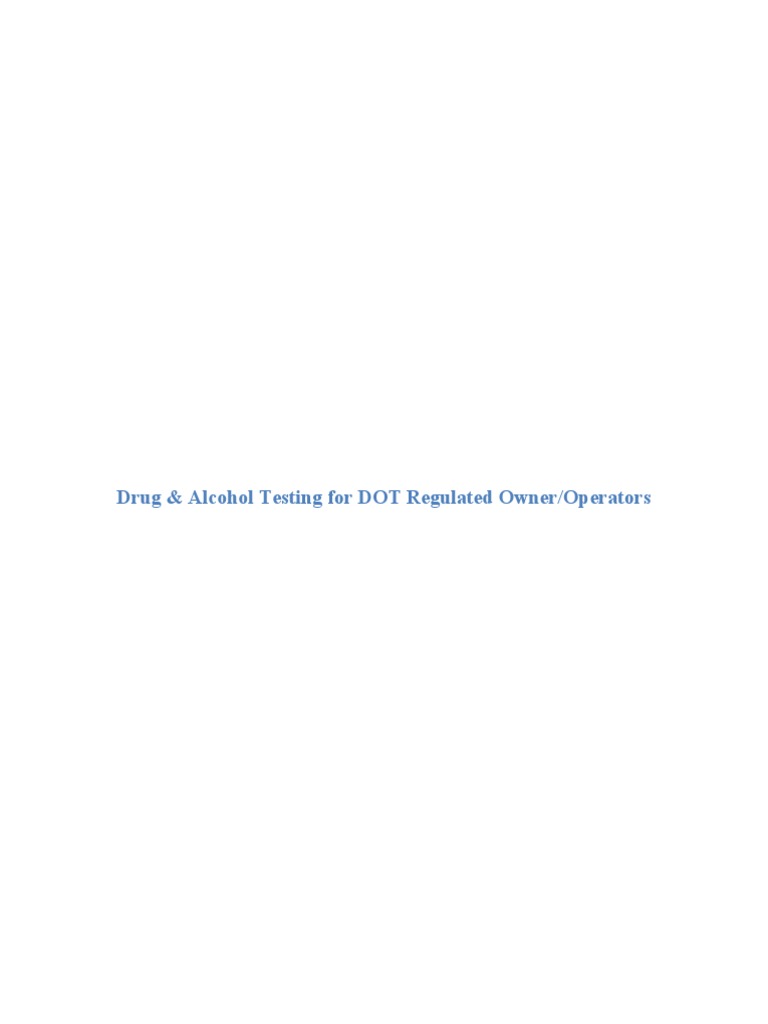 DOT Drug & Alcohol Testing for Operators | PDF | Drug Test | Reasonable ...