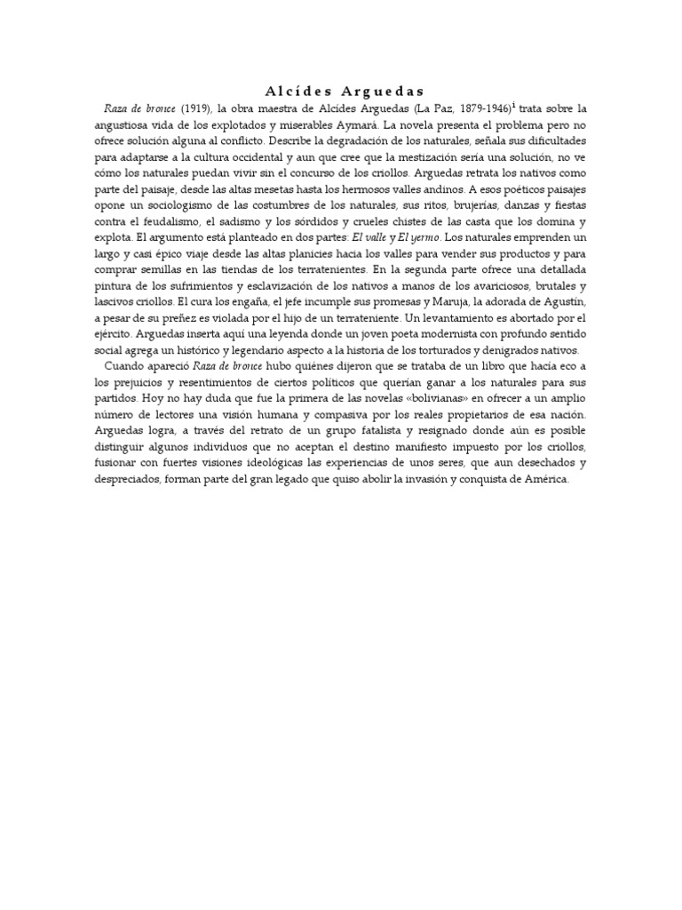 Alcides Arguedas Por Harold Alvarado Tenorio | PDF | Poesía