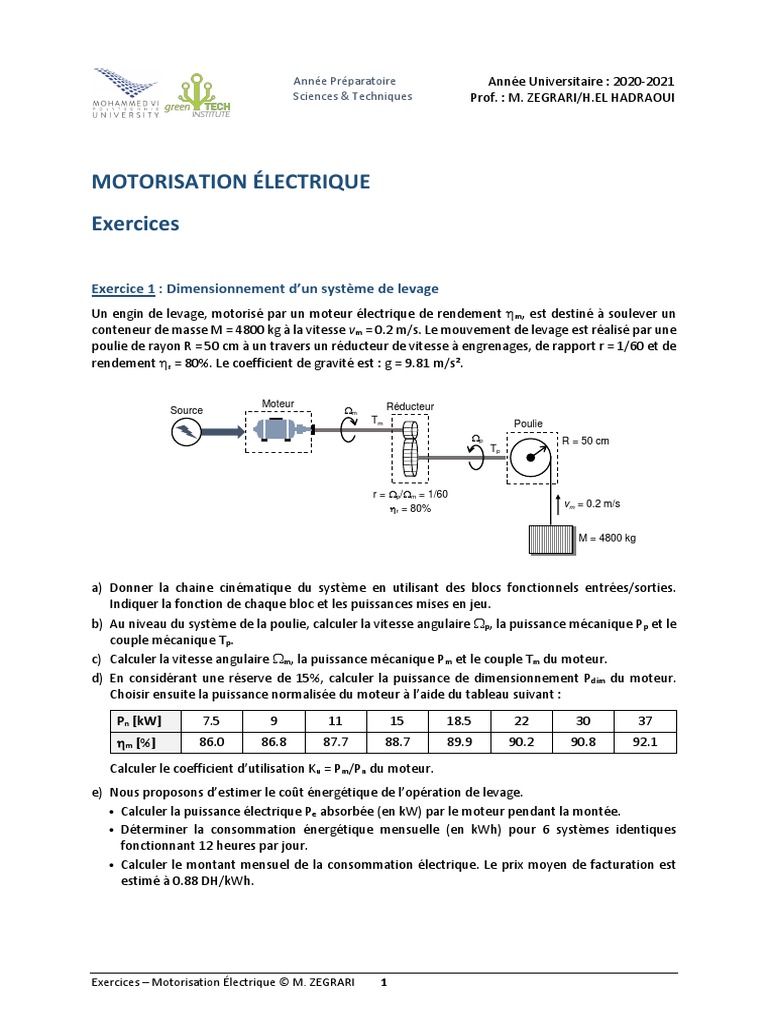 MOT-APST Exercices Part1 | PDF | Puissance (physique) | Moteurs