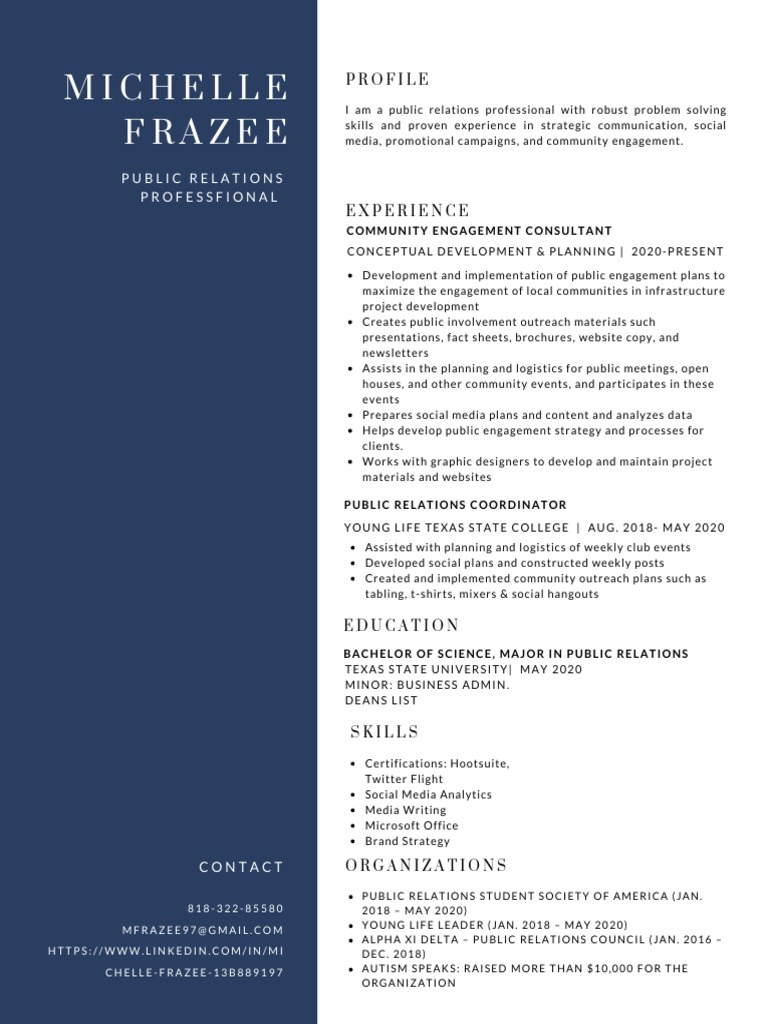 Frazee Michelle Resume 2021 | PDF | Public Relations | Social Media