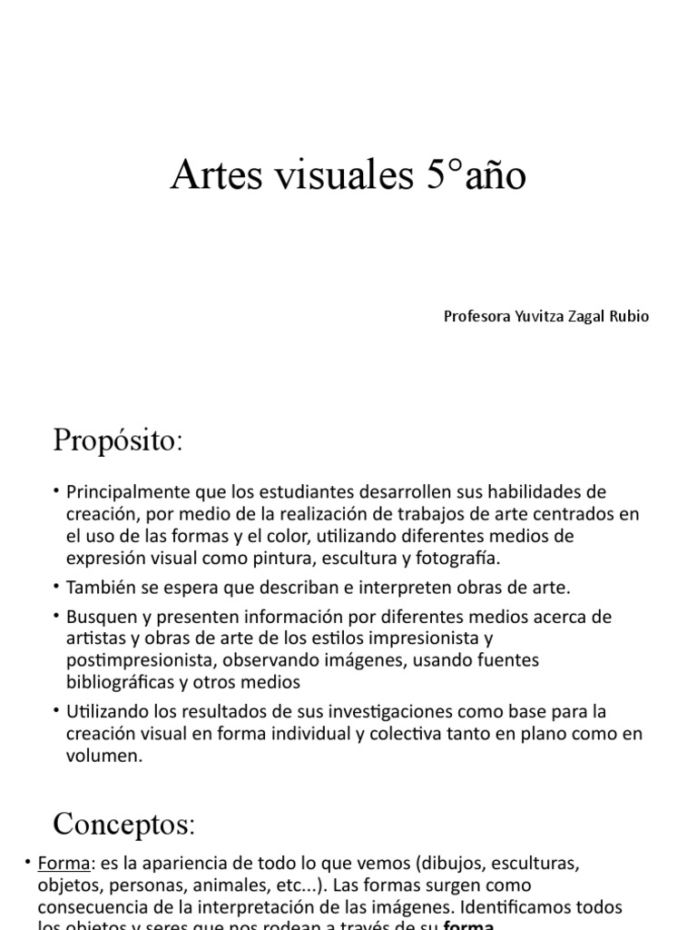Artes Visuales 5°año 2021 Introduccion | PDF | Pinturas | Color
