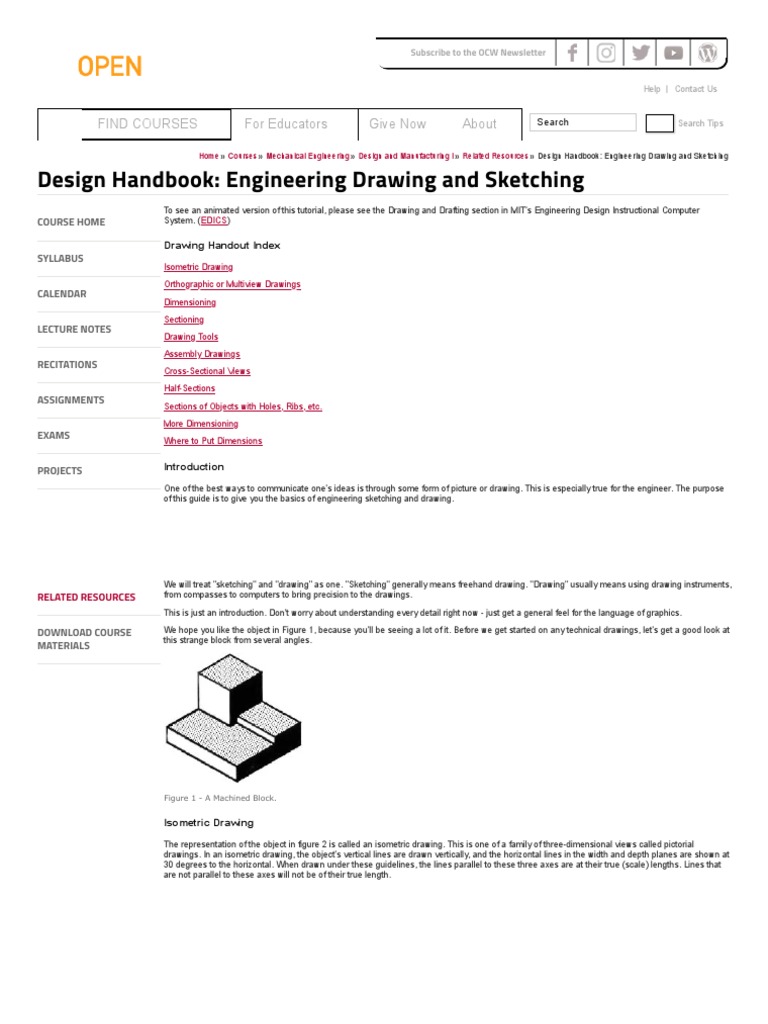 Design Handbook - Engineering Drawing and Sketching | PDF | Technical ...