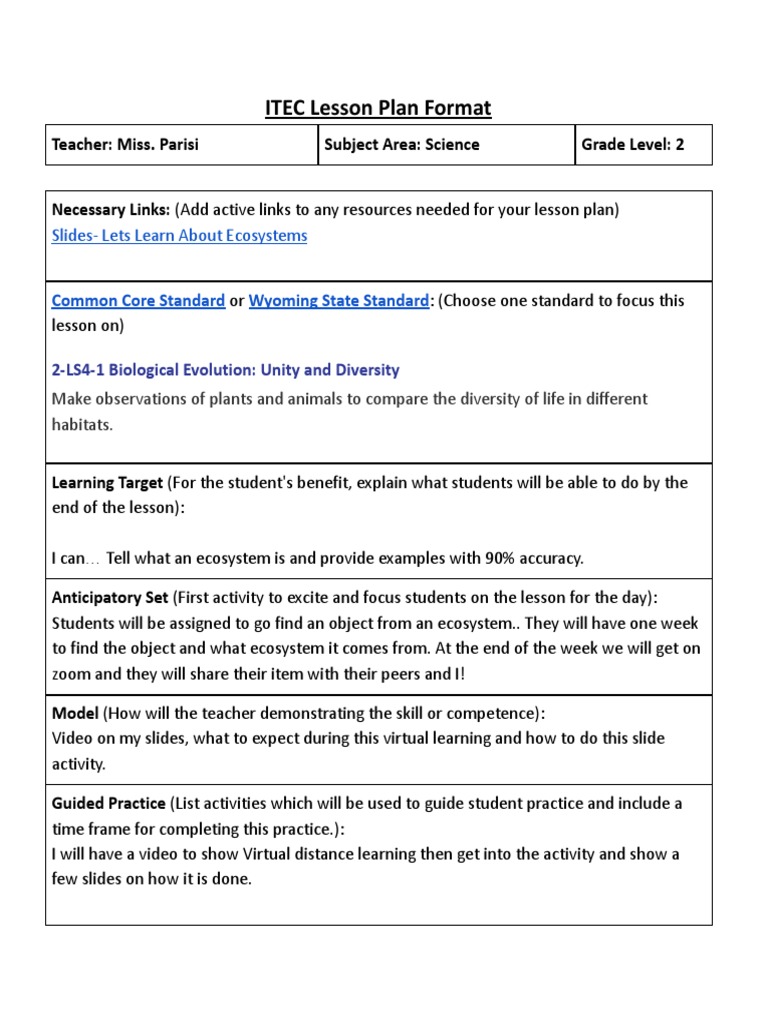 Learn About Ecosystems - Lesson Plan | PDF | Lesson Plan | Communication