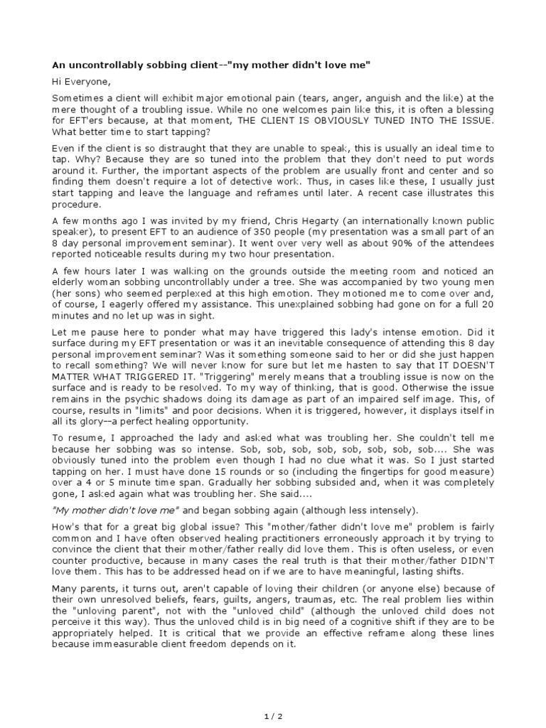 Reframing in EFT - My Mother Didn't Love Me | Download Free PDF | Cognitive Science ...