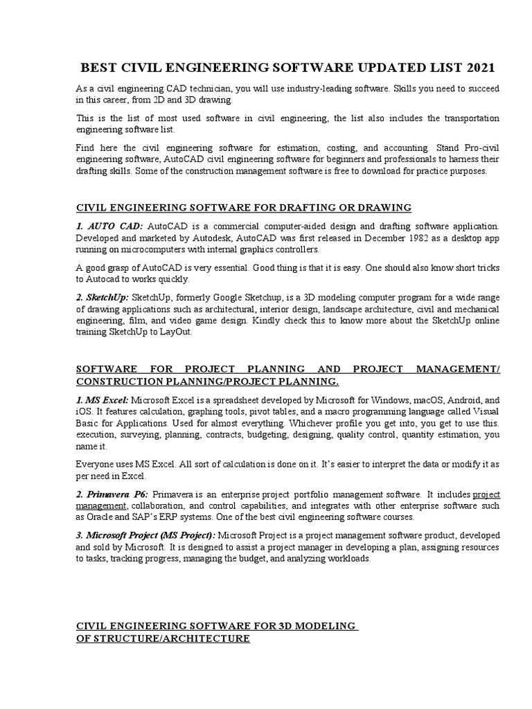 Best Civil Engineering Software Updated List 2021 | PDF | Geographic ...