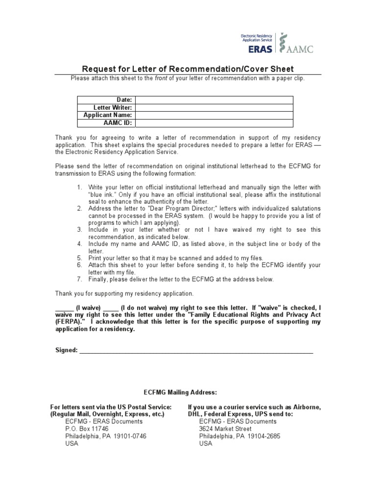 ERAS LOR Coversheet | PDF | United States Postal Service | Address ...