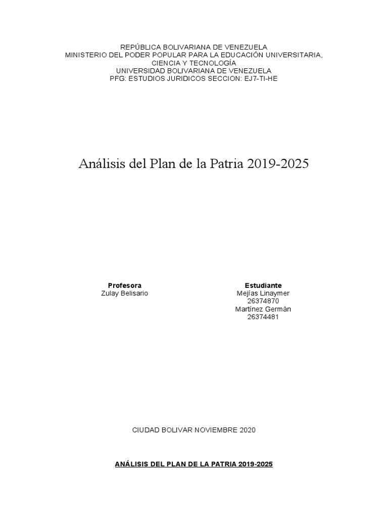 Plan de La Patria | PDF | Nicolás Maduro | Venezuela