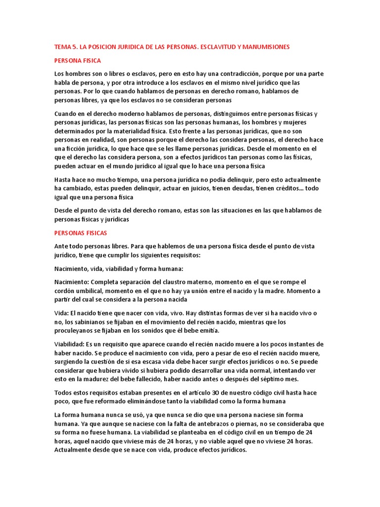 Posición Jurídica de Personas en Derecho Romano | PDF | Freedman | Roma ...