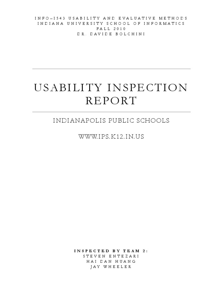 IPS Usability Inspection Report - Report | PDF | Hyperlink | Websites
