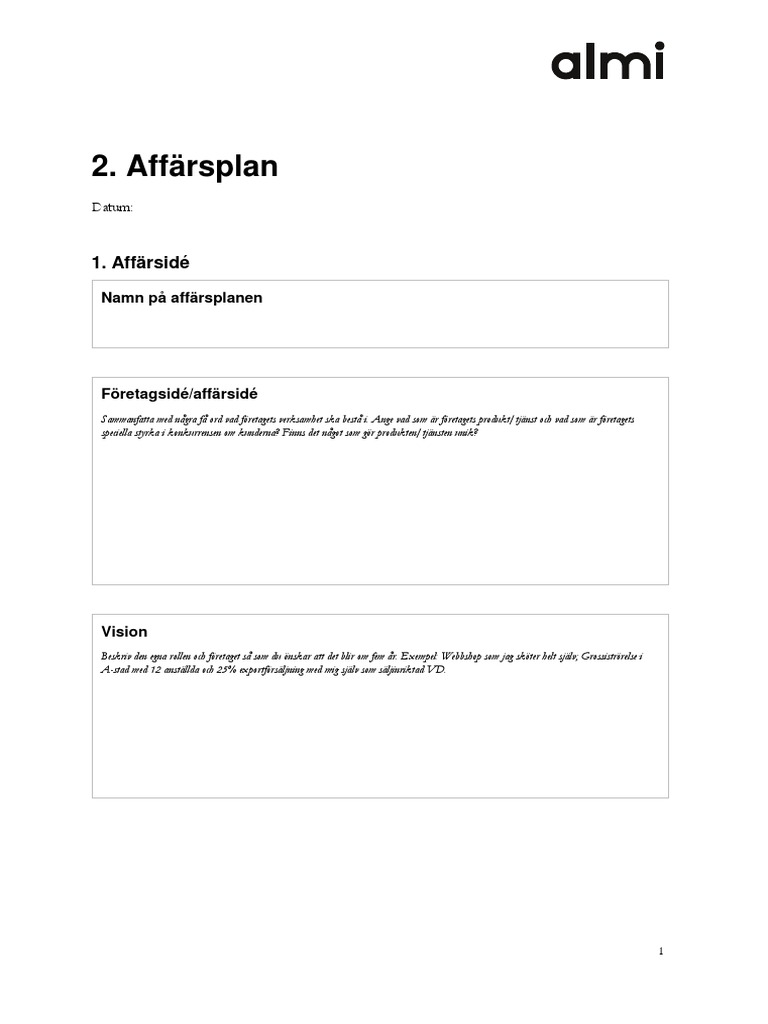 Affärsplan | PDF
