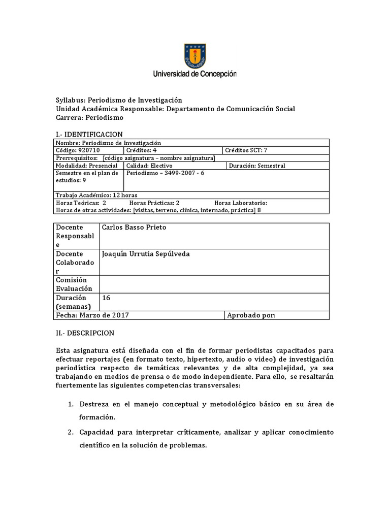 Syllabus | PDF | Periódico Y Revista