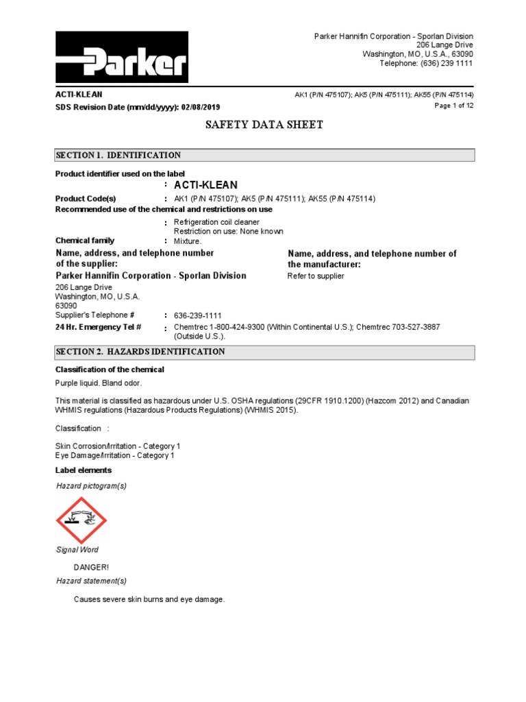 Acti-Klean Safety Data Sheet | PDF | Firefighting | Fires